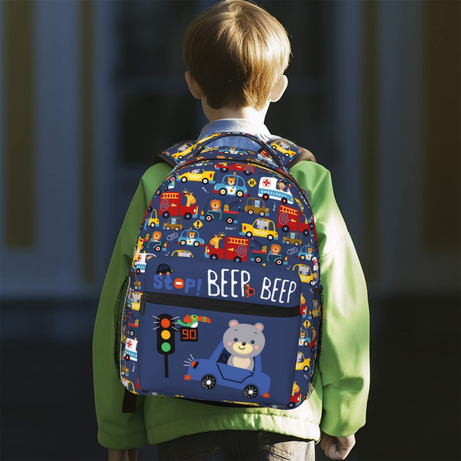 DAATUANG Cartoon Backpacks Car Backpack Zoo Animals Travel Backpack Blue Cute Backpack Durable Cars Back Pack Bear Back Packs Lion Simple Modern Bookbag Funny Backpack Trendy Bookbags Monkey Backpack