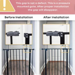 InnoTruth 28.9-42.1" Wide Baby Gate for Stairs, 30" Tall Dog Gates for Doorways Expandable One-Hand Open, Easy Walk Through Dual Lock Metal Pet Gates for Dogs, Black-Family & Mom's Choice Award Winner