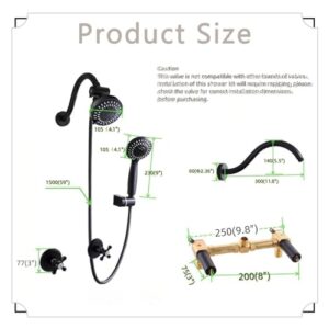 BEIYI 2 Handle Shower Faucet Set, Matte Black 5 Mode Shower Faucet Sets Complete Two Handle Shower Head and Handle Set Bathroom Shower Trim Kit with Rough-in Valve