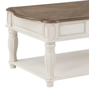 Acme Florian Wooden Coffee Table with Lift Top in Oak and Antique White