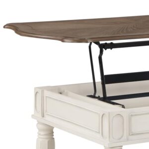 Acme Florian Wooden Coffee Table with Lift Top in Oak and Antique White