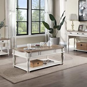 Acme Florian Wooden Coffee Table with Lift Top in Oak and Antique White