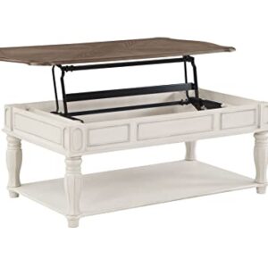 Acme Florian Wooden Coffee Table with Lift Top in Oak and Antique White