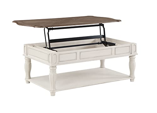 Acme Florian Wooden Coffee Table with Lift Top in Oak and Antique White