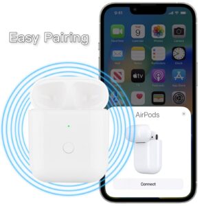 OLEBAND Replacement Airpods 2 and 1 Charging Case,Easy to Pair Your Air pods 1st and 2nd Generation Earbuds with Pairing Button,Support Wired and Wireless Charging,iPods Gen 2 and 1,1 Year Warranty