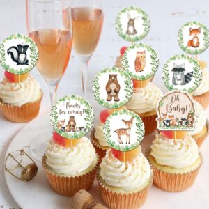 48Pcs Woodland Animal Cupcake Toppers Woodland Baby Shower Cupcake Topper Woodland Creatures Cupcake Toppers Woodland Theme Cupcake Topper Woodland Baby Shower Decorations