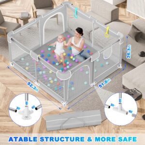 Baby Playpen, Playpen for Babies with Breathable Mesh and Zipper Gates, Indoor & Outdoor Play Pens for Kids Activity Center with Anti-Slip Base, Sturdy Safety Playpen, Kid's Fence for Infants