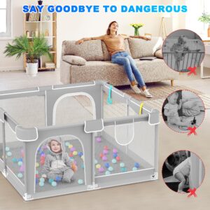 Baby Playpen, Playpen for Babies with Breathable Mesh and Zipper Gates, Indoor & Outdoor Play Pens for Kids Activity Center with Anti-Slip Base, Sturdy Safety Playpen, Kid's Fence for Infants