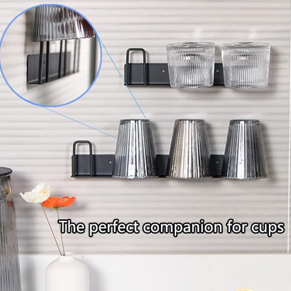 HQahnekme Mug Holder (2pcs) - Wall-Mounted Storage Hooks, Metal, 4 Cup Holders, Max 10kg Load, for Kitchen, Living Room, Office