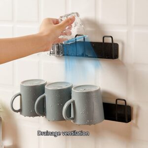 HQahnekme Mug Holder (2pcs) - Wall-Mounted Storage Hooks, Metal, 4 Cup Holders, Max 10kg Load, for Kitchen, Living Room, Office