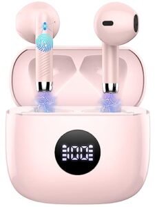 wireless earbuds, bluetooth 5.3 ear buds led power display headphones bass stereo, earbuds in-ear noise cancelling mic, 40h playback mini case ip7 waterproof sports earphones for android ios