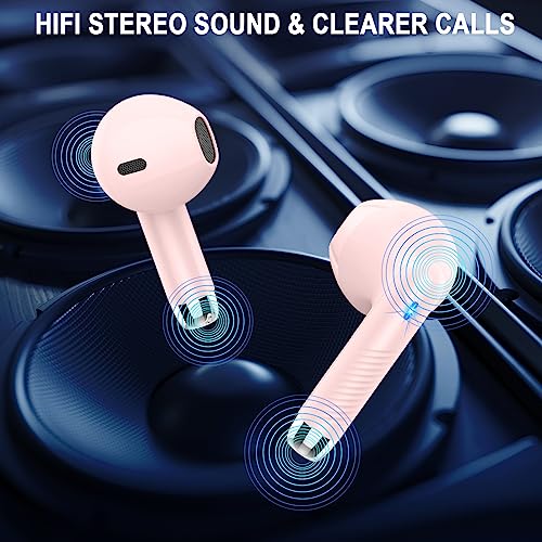 Wireless Earbuds, Bluetooth 5.3 Ear Buds LED Power Display Headphones Bass Stereo, Earbuds in-Ear Noise Cancelling Mic, 40H Playback Mini Case IP7 Waterproof Sports Earphones for Android iOS