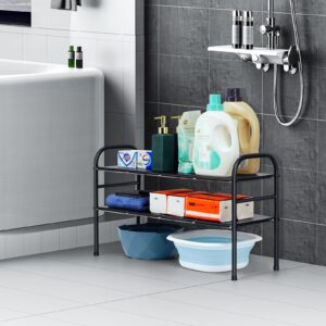 ABTOR 2 Tier Under Sink Organizer-Adjustable Height Bathroom Sink Storage Shelf, Expandable Kitchen Cabinet Shelf Organizer, Rack with Removable Panels, Suitable for Kitchen, Living Room, Office