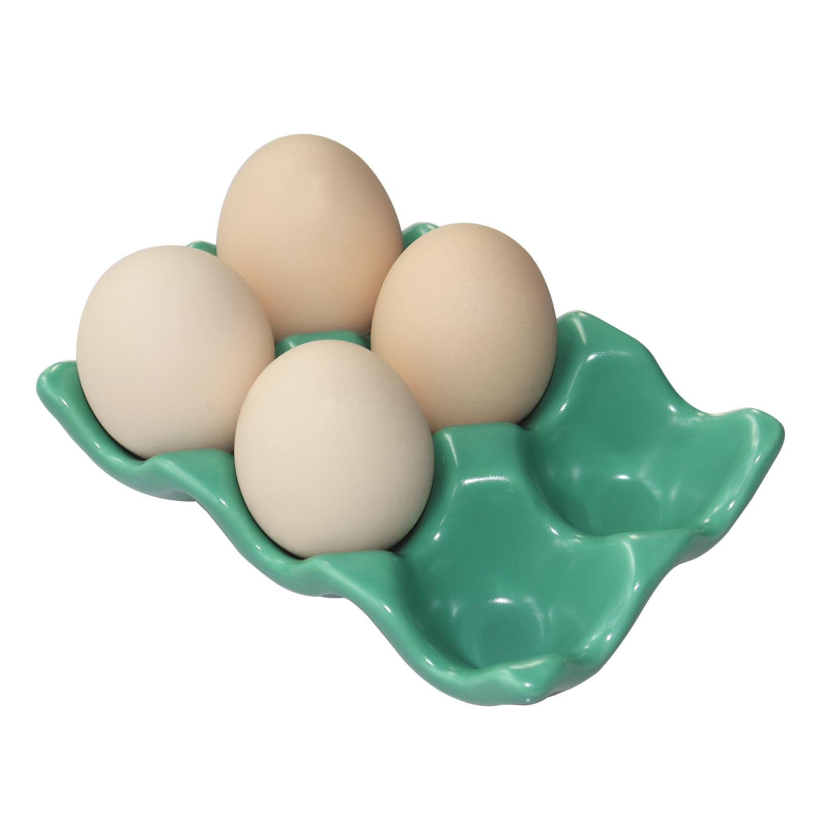 Bealuffe Ceramic Egg Holder Egg Tray Porcelain Fresh Egg Holder for Fridge Countertop Kitchen Storage Half Dozen 6 Cups