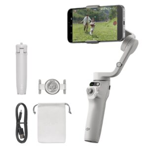 dji osmo mobile 6, 3-axis phone gimbal, object tracking, built-in extension rod, portable and foldable, android and iphone gimbal, vlogging stabilizer, youtube tiktok video, platinum gray