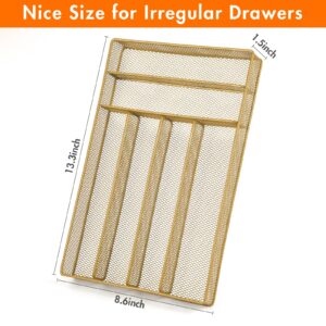 KITWARE Silverware drawer organizer, Gold Kitchen Utensil Mesh Metal, Living Room Bedroom Beauty Item Dividers