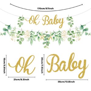 Greenery Baby Shower Banner Eucalyptus Leaves Oh Baby Tablecloth for Kids Green Eucalyptus Sign Welcome Oh Baby Table Cover Welcome Baby Shower Eucalyptus Birthday Gender Neutral Party Decoration