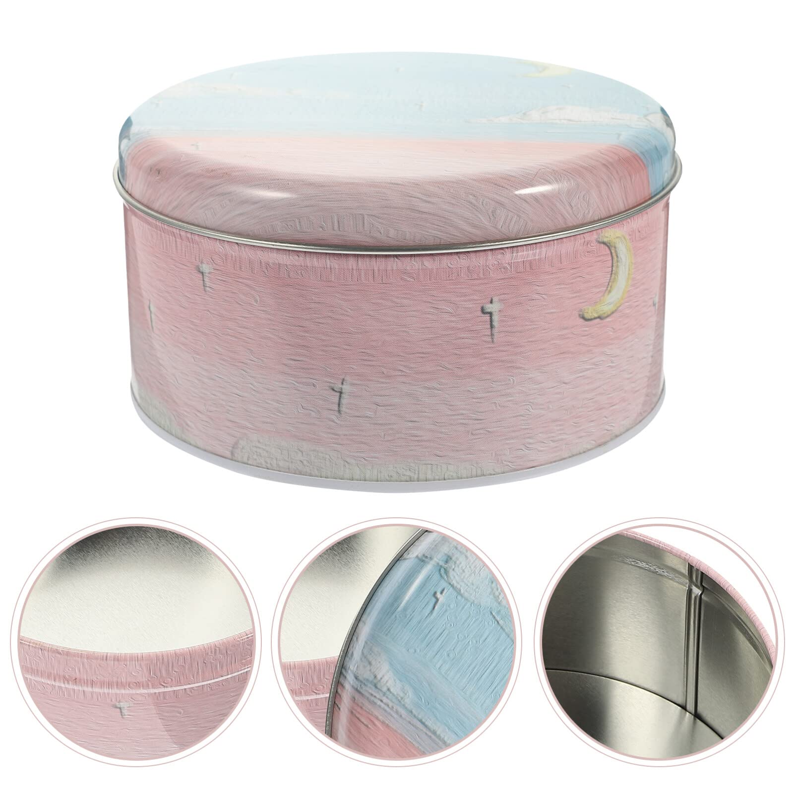 Decorative Cookie Tins Round Metal Cookie Tin with Lid Empty Gift Tin Decorative Nesting Tin Tinplate Container for Holiday Party Favors Treats Biscuits Cookie Gift Tins