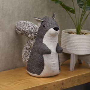 Elements 5.91x9.45x8.66 Inch Gray Squirrel Weighted Fabric Door Stopper