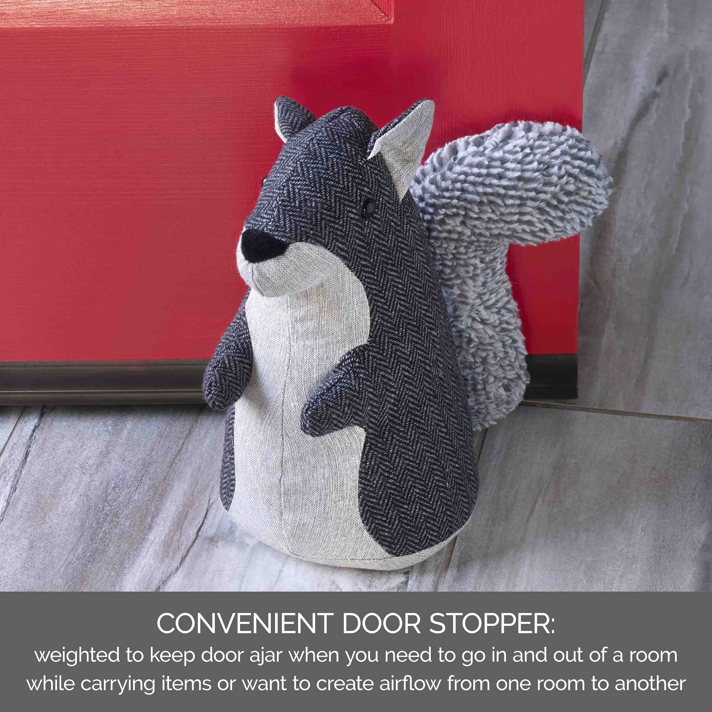 Elements 5.91x9.45x8.66 Inch Gray Squirrel Weighted Fabric Door Stopper