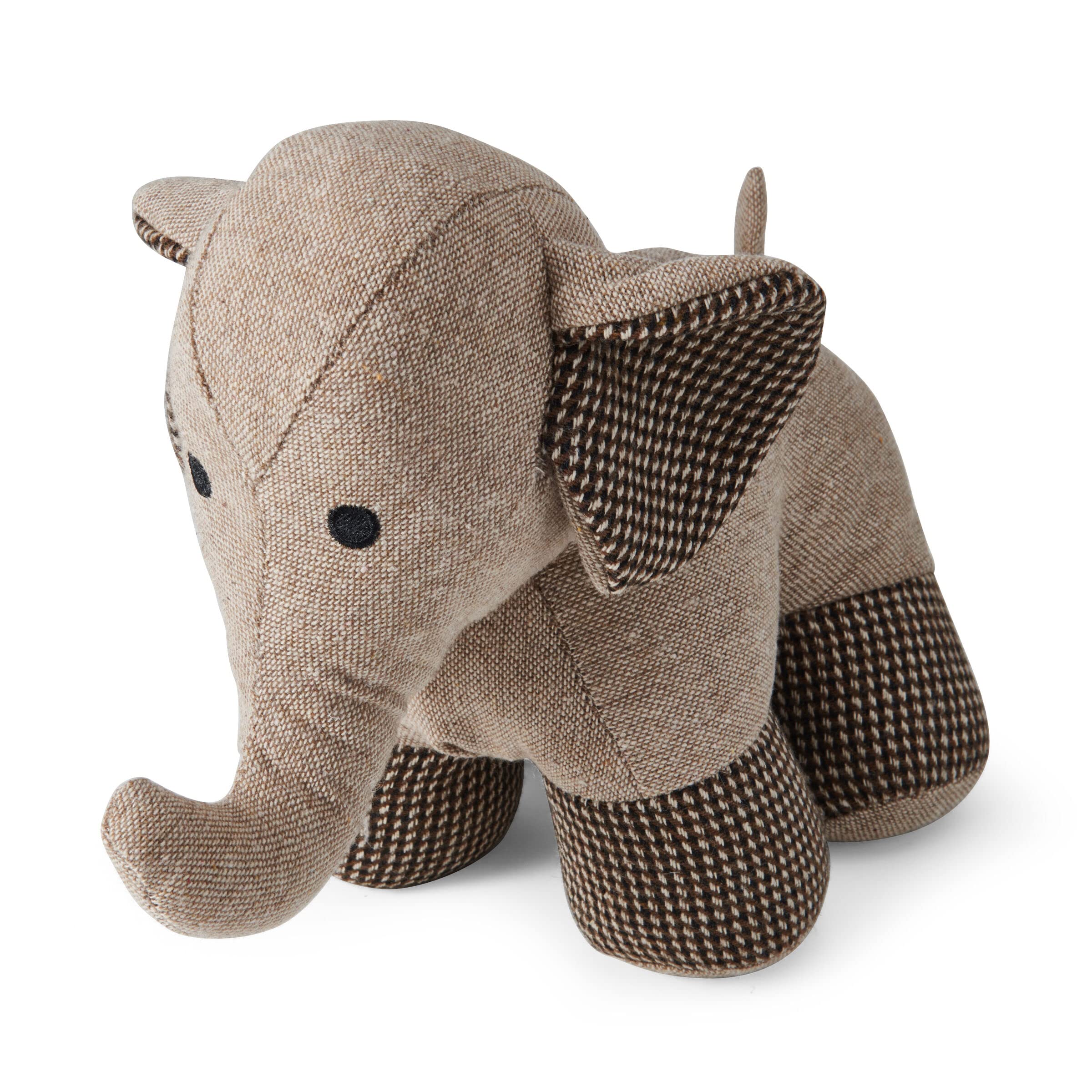 Elements 10.63x11.42x8.07 Inch Brown Tweed Elephant Weighted Fabric Door Stopper