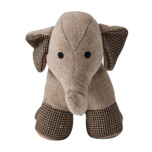 Elements 10.63x11.42x8.07 Inch Brown Tweed Elephant Weighted Fabric Door Stopper