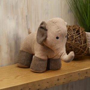 Elements 10.63x11.42x8.07 Inch Brown Tweed Elephant Weighted Fabric Door Stopper