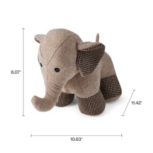 Elements 10.63x11.42x8.07 Inch Brown Tweed Elephant Weighted Fabric Door Stopper