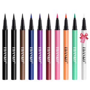 ebanku 9 pcs uv glow neon matte liquid eyeliner set with 1 pcs lash glue colorful long lasting eyeliner pencil halloween christmas eyes makeup kit