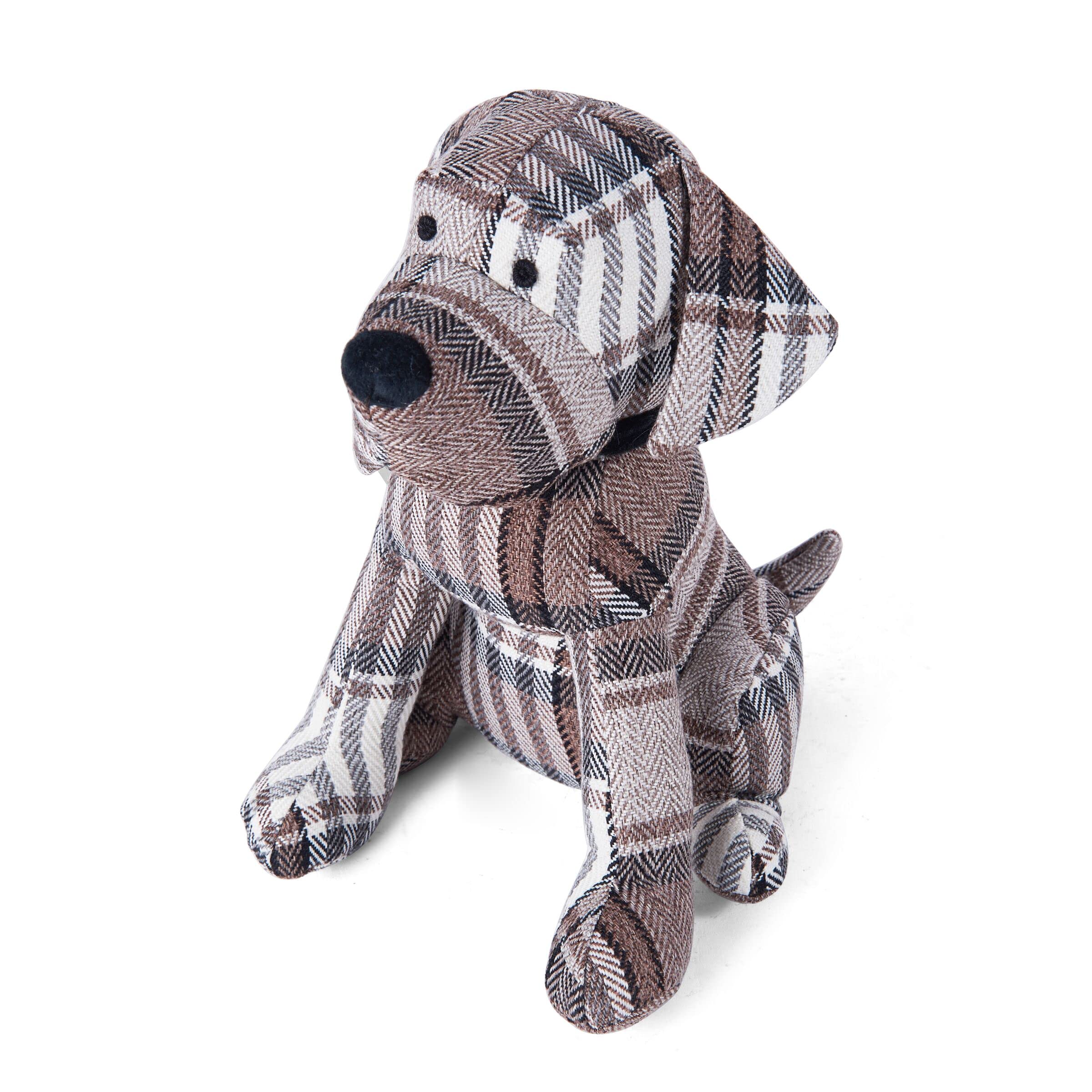 Elements 6.69x6.29x11.02 Inch Grey Plaid Dog Weighted Fabric Door Stopper