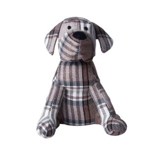 Elements 6.69x6.29x11.02 Inch Grey Plaid Dog Weighted Fabric Door Stopper