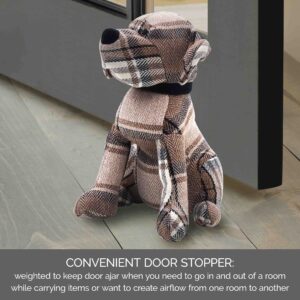 Elements 6.69x6.29x11.02 Inch Grey Plaid Dog Weighted Fabric Door Stopper