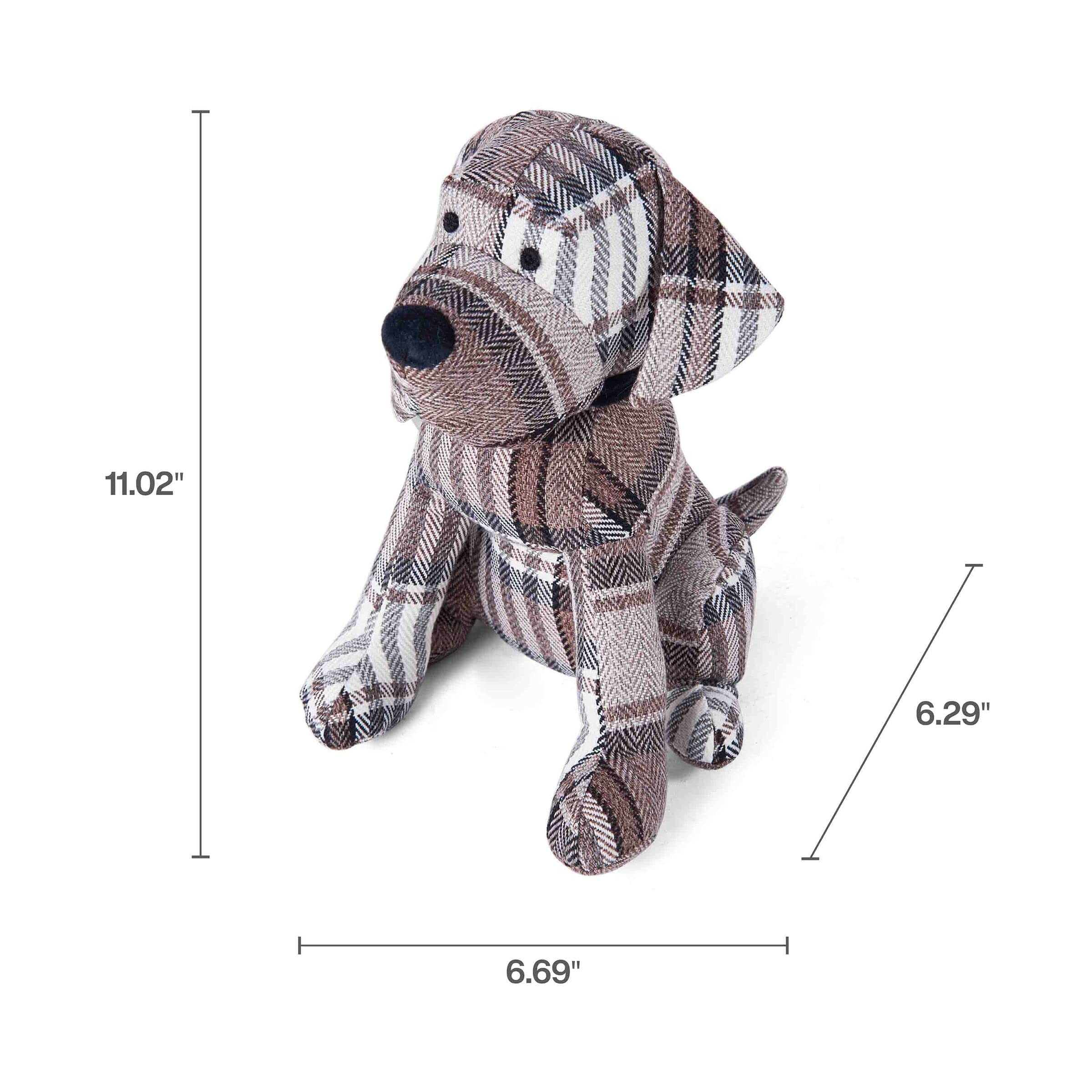 Elements 6.69x6.29x11.02 Inch Grey Plaid Dog Weighted Fabric Door Stopper