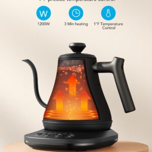 GoveeLife Smart Electric Kettle, 0.8L WiFi Gooseneck Kettle Compatible with Alexa, 5 Modes for Use, 3-minute Fast Heating and 2H Keep Warm, Auto-Shut off for Safety, Stainless Steel, Matte Black…