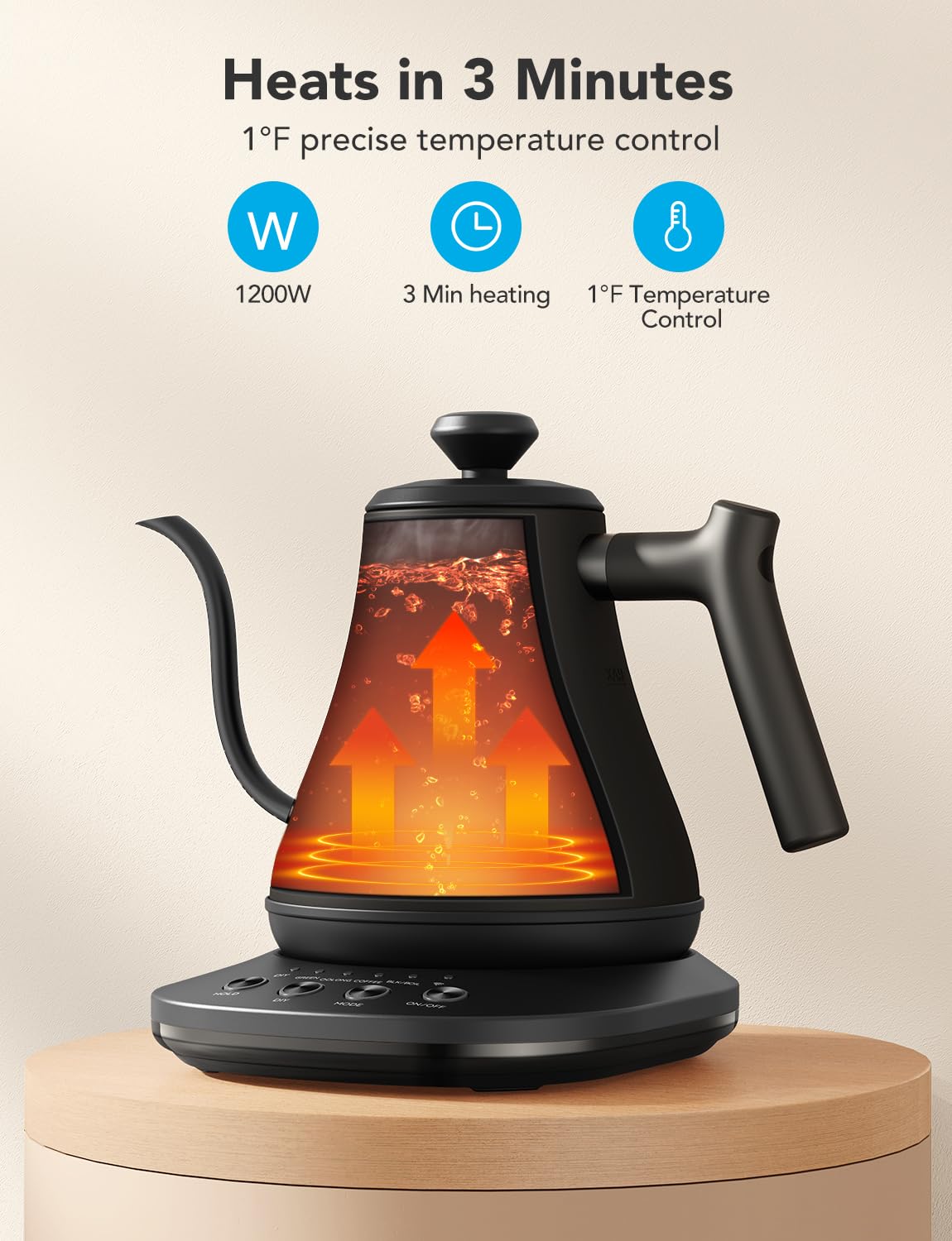 GoveeLife Smart Electric Kettle, 0.8L WiFi Gooseneck Kettle Compatible with Alexa, 5 Modes for Use, 3-minute Fast Heating and 2H Keep Warm, Auto-Shut off for Safety, Stainless Steel, Matte Black…