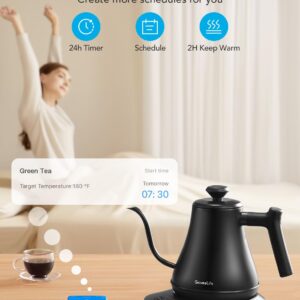 GoveeLife Smart Electric Kettle, 0.8L WiFi Gooseneck Kettle Compatible with Alexa, 5 Modes for Use, 3-minute Fast Heating and 2H Keep Warm, Auto-Shut off for Safety, Stainless Steel, Matte Black…