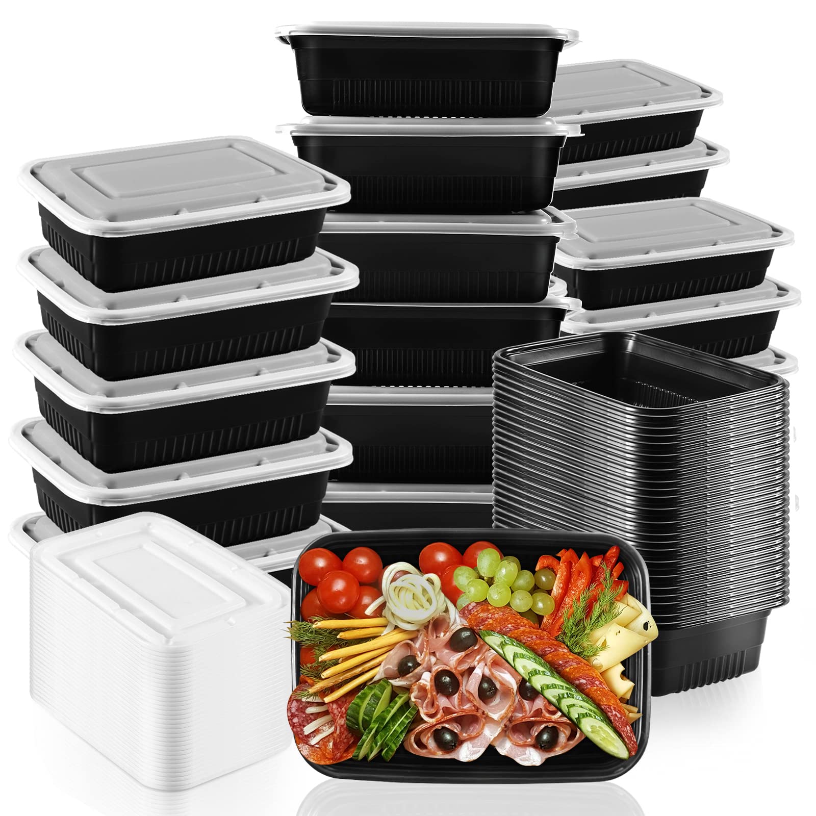 Aivoch Meal Prep Containers 32oz 50Pack, Bento Boxes Reusable, BPA Free Food Prep Containers with Lids, Stackable, Dishwasher, Freezer Safe