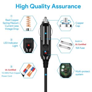 MJPOWER Car Charger Compatible with BLUETTI Car Charging Cable EB3A / EB70 / EB70S Portable Power Station 6.6 Feet 16AWG UL Certified DC Power Cord & 15A Fuse