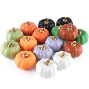 artmag 16 pcs artificial pumpkins bulk faux harvest pumpkins fake foam pumpkin for fall autumn halloween home thanksgiving party holiday decor displaying