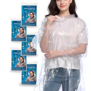 Disposable Rain Ponchos for Adults - Emergency Rain Ponchos Family Pack for Women and Men with Drawstring Hood