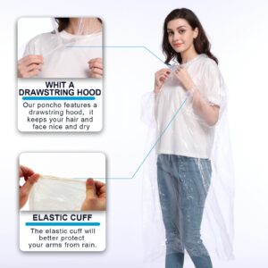 Disposable Rain Ponchos for Adults - Emergency Rain Ponchos Family Pack for Women and Men with Drawstring Hood