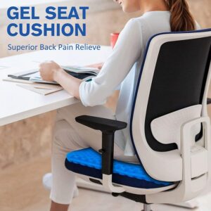 Gel Seat Cushion for Long Sitting(Super Large & Thick) - Office Chair Car Seat Cushion for Back, Sciatica, Hip, Tailbone Pain Relief - Cool, Soft & Breathable Pillow with Non-Slip Cover for Wheelchair