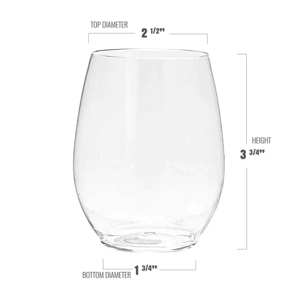 Smarty Had A Party 64 Pack Plastic Stemless Wine Glasses,12 Oz Clear Plastic Cups, Drinking Glasses, Order In Bulk Disposable Cups for Wedding Decorations, Holidays, Wine Glasses Stemless