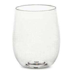 Smarty Had A Party 64 Pack Plastic Stemless Wine Glasses,12 Oz Clear Plastic Cups, Drinking Glasses, Order In Bulk Disposable Cups for Wedding Decorations, Holidays, Wine Glasses Stemless