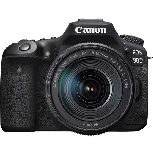 Canon EOS 90D DSLR Camera with EF-S 18-55mm is STM Lens +Canon EF 75-300mm III Lens+500mm f/8 Preset Telephoto Lens+case+256Memory Cards (24PC)