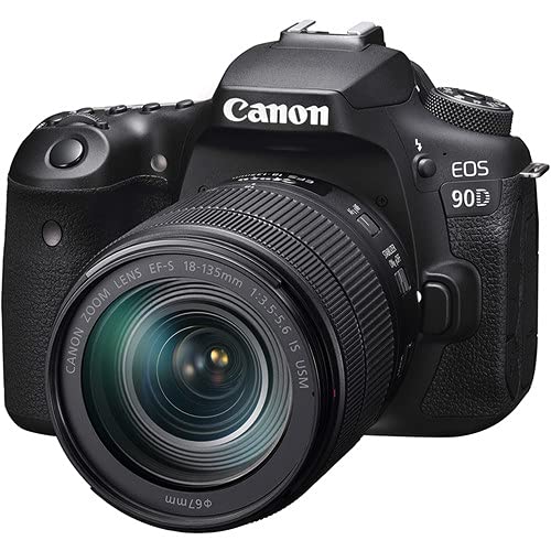 Canon EOS 90D DSLR Camera with EF-S 18-55mm is STM Lens +Canon EF 75-300mm III Lens+500mm f/8 Preset Telephoto Lens+case+256Memory Cards (24PC)