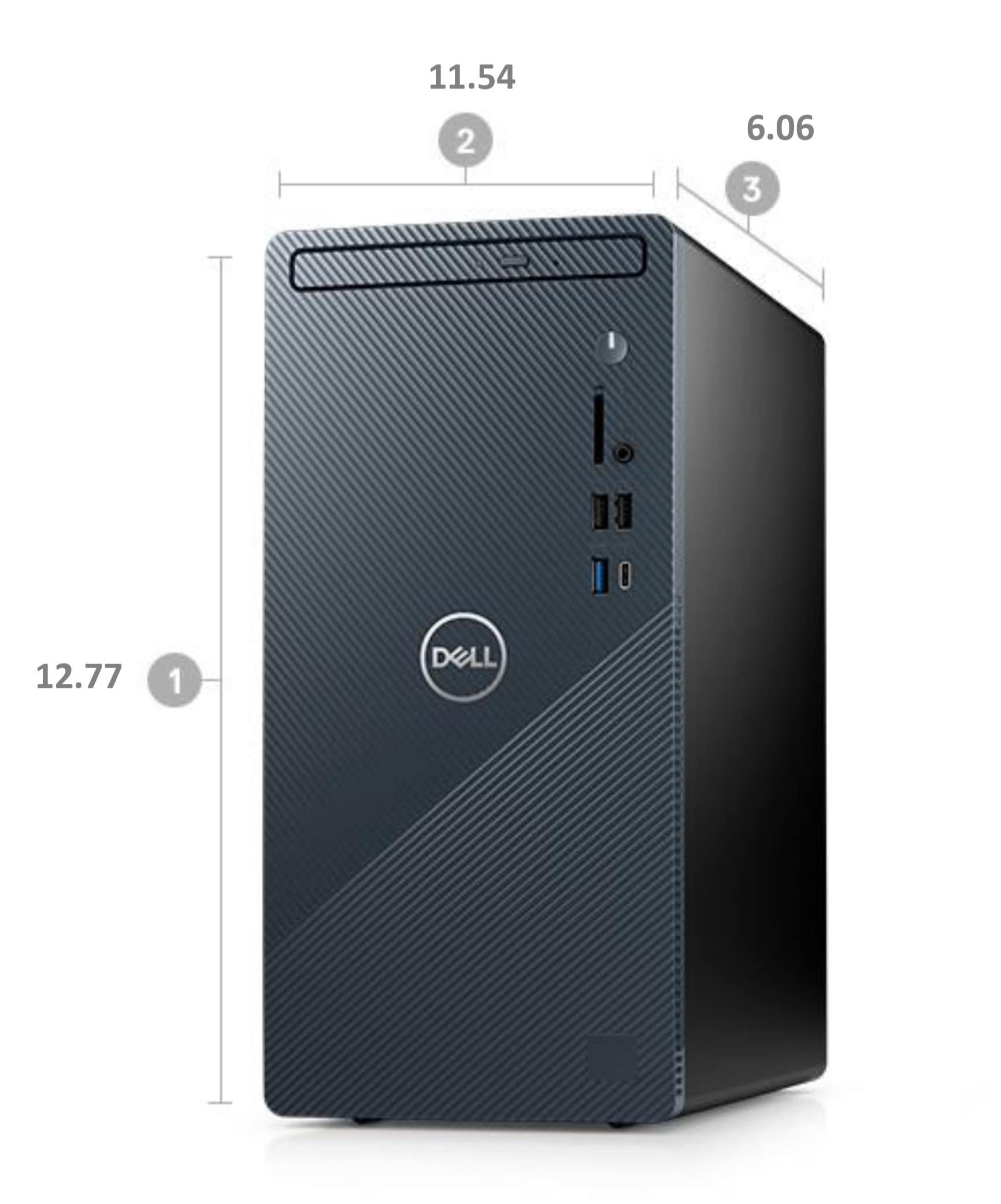 Dell Inspiron Desktop Computer, 12th Gen Intel Core i5-12400 Processor, 32GB DDR4 RAM, 2TBSSD, WiFi 6, DVD R+W, Display Port, HDMI, 8 USB Ports, USB-C, Windows 11 Home, Blue