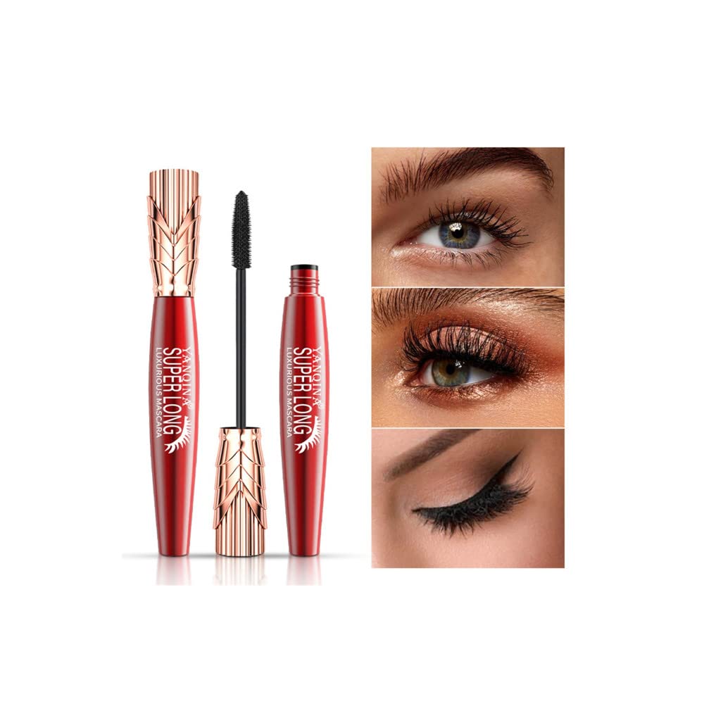 Outfmvch Curling Mascara Thick Volumizing Eyelashes, Long-Lasting Fast Dry Crown Shaped Mascara, Lengthened Eyelash Soft Full Lashes, Natural Smudge-Proof Mascara Black