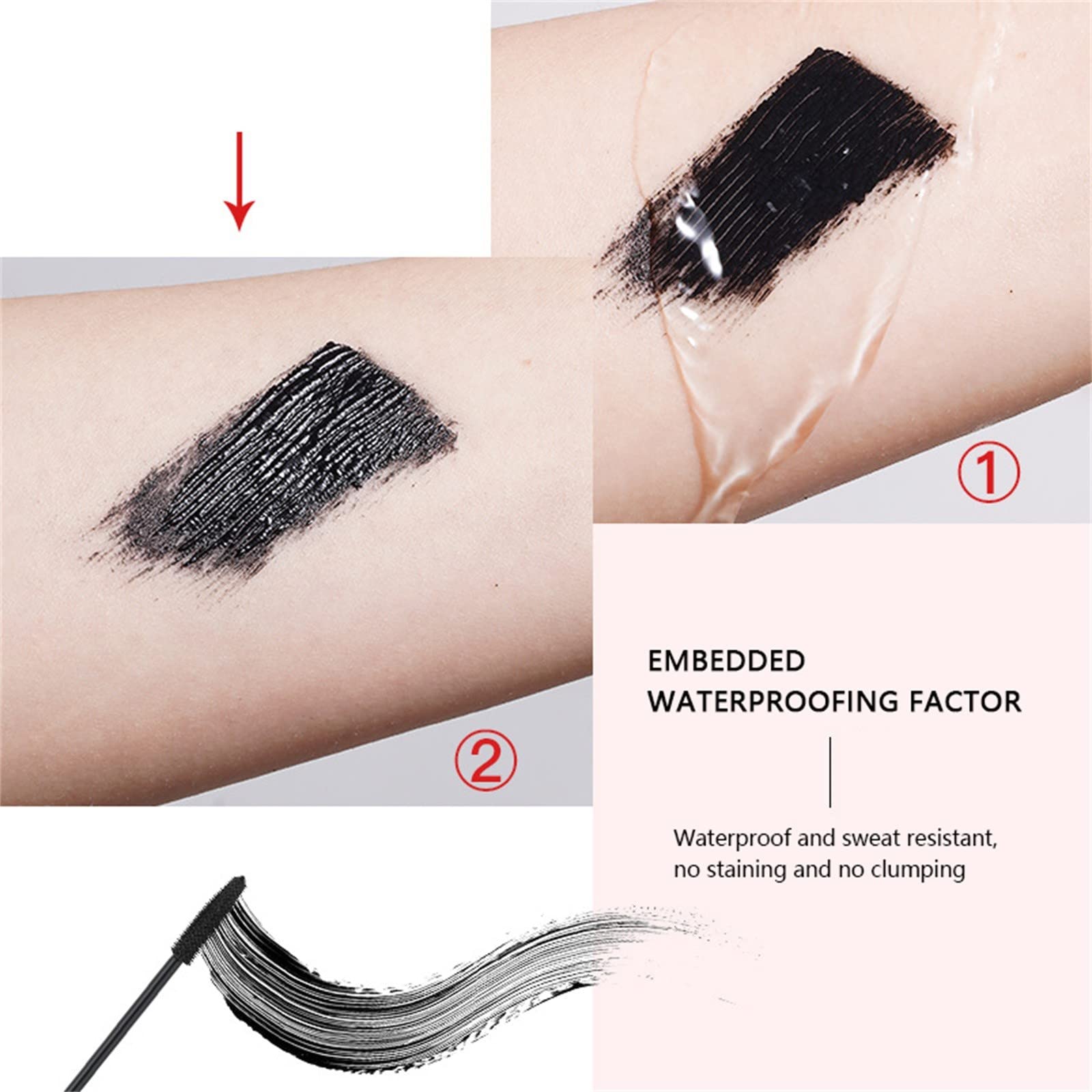 Outfmvch Curling Mascara Thick Volumizing Eyelashes, Long-Lasting Fast Dry Crown Shaped Mascara, Lengthened Eyelash Soft Full Lashes, Natural Smudge-Proof Mascara Black