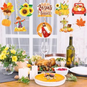 40 Pcs Fall For Jesus He Never Leaves Hanging Decorations, NO-DIY Fall Party Decorations Hanging Swirls, Christian Fall Decorations Whirls Glitter Foil Ceiling Swirls